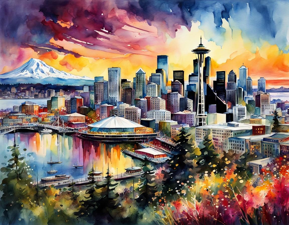 Seattle in watercolor - Seattle in watercolor