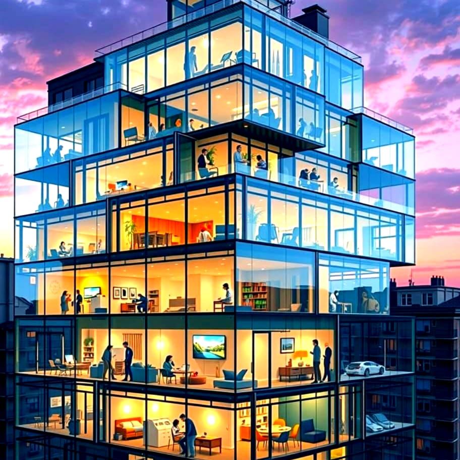 Transparent living - Transparent Metropolis Revealed at Dusk