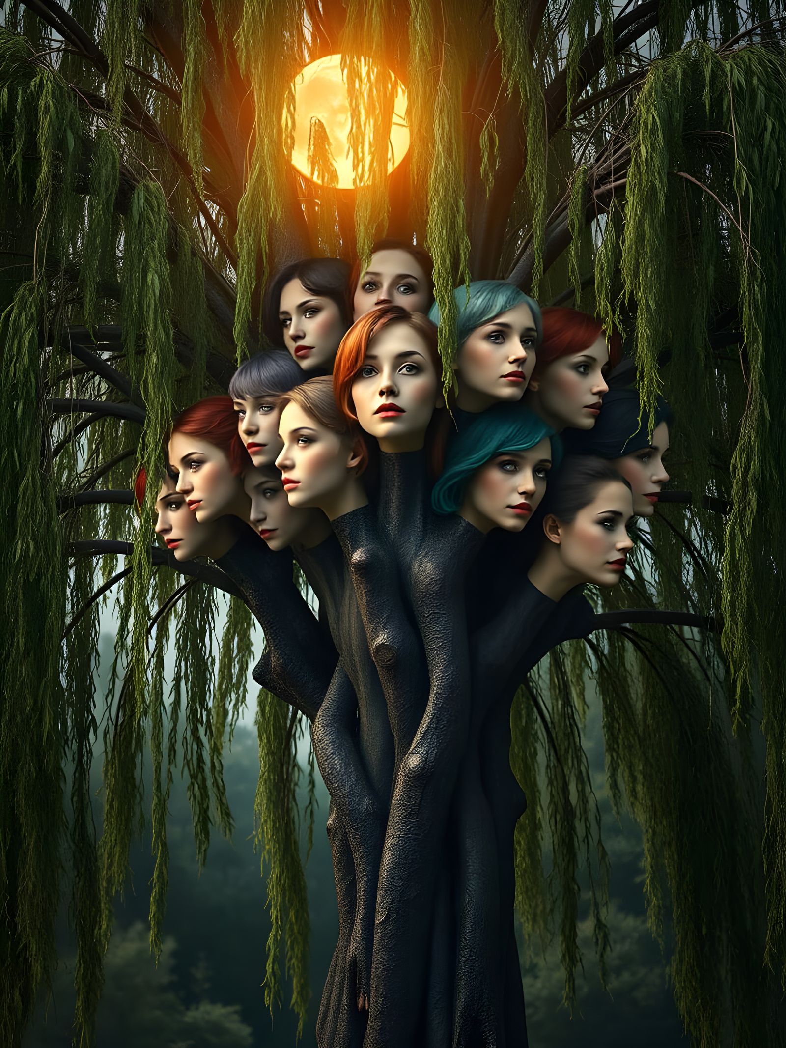 Heads Tree Redux - Vibrant Women's Heads Grow on a Majestic ...