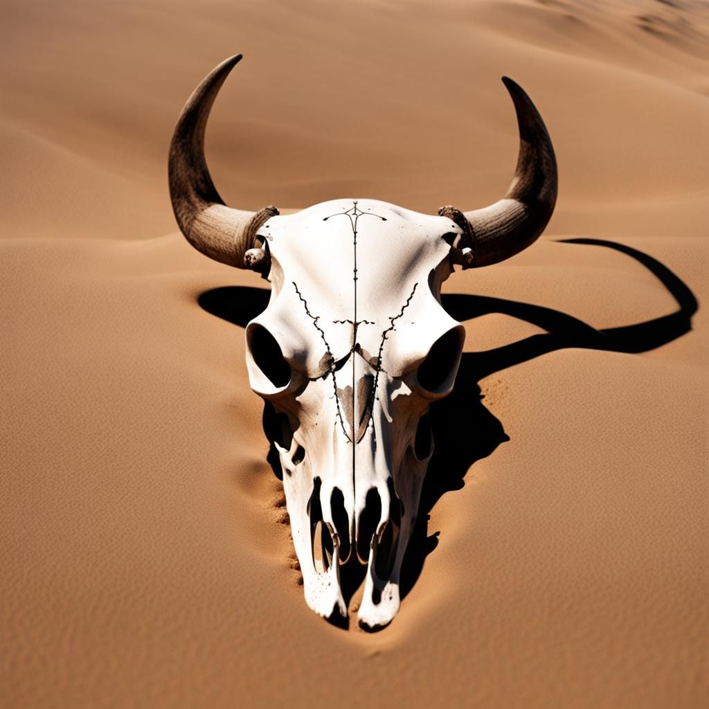 Cow skull in the desert - AI Generated Artwork - NightCafe Creator