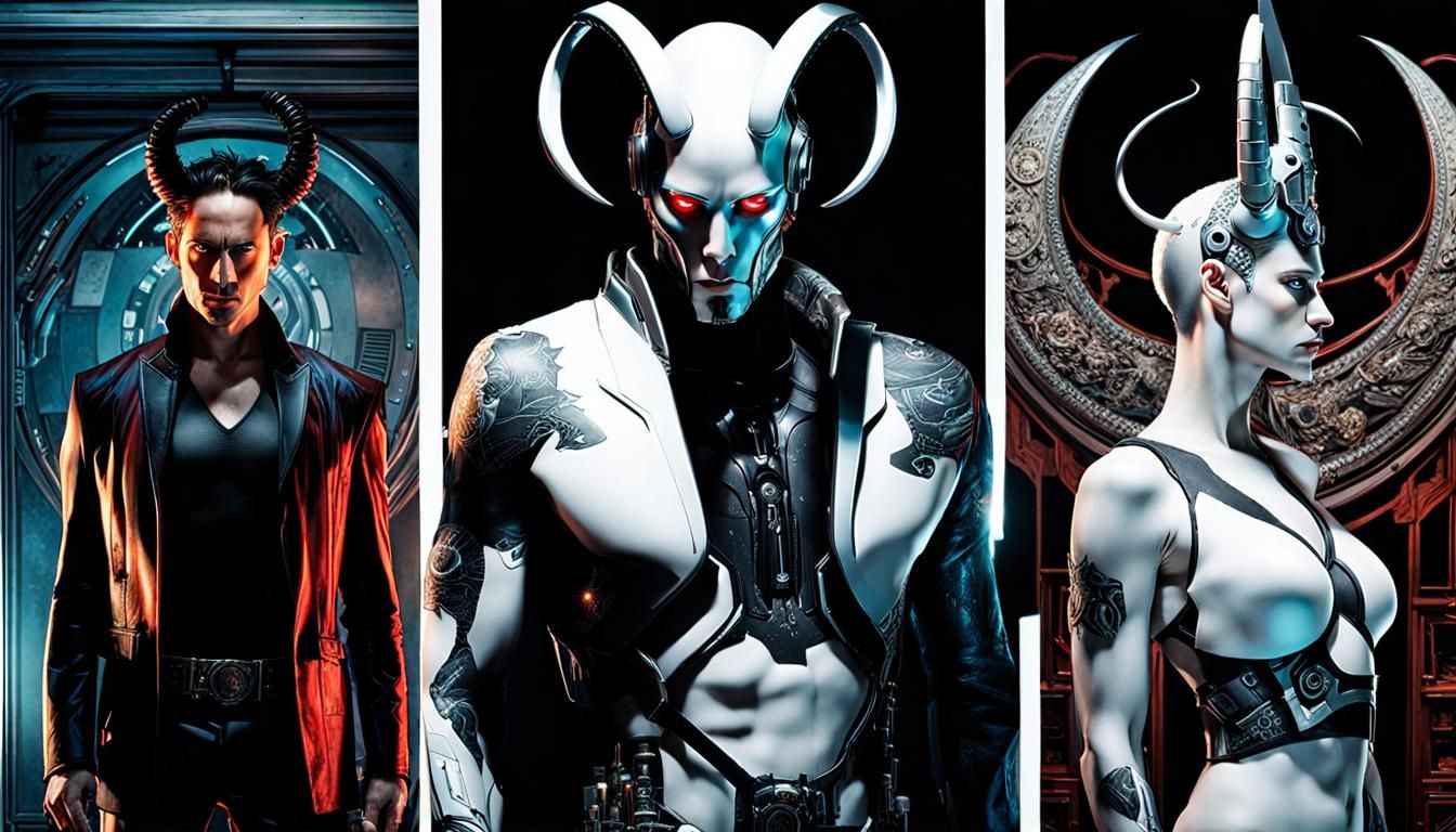 4d. a man that is standing in front of a mirror, movie still of cyborg ...