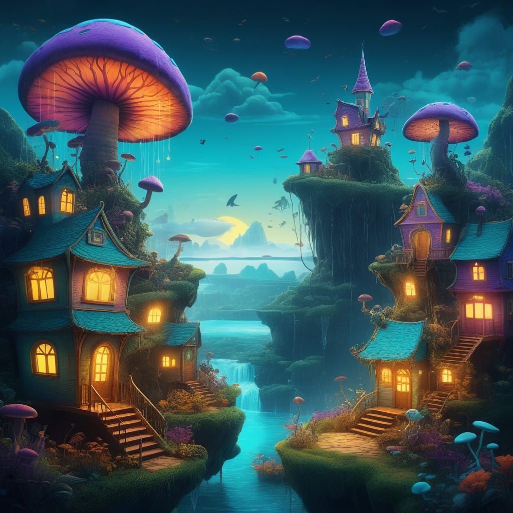 Surreal Dreamscape Comic Strip Panel with Floating... - AI Art