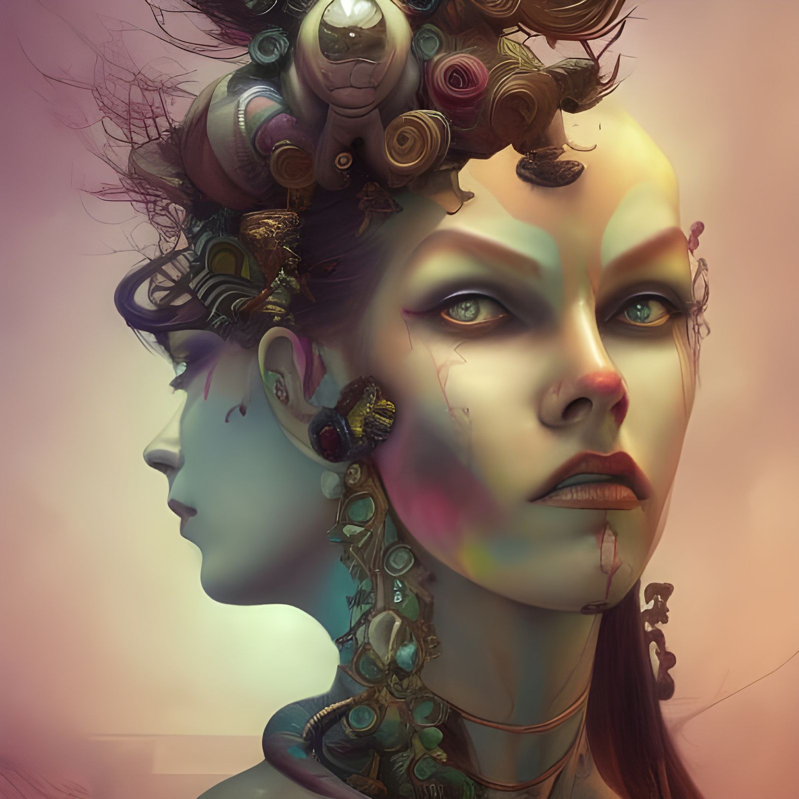 Prompt from imagine: Working at a call center, beautiful woman ...