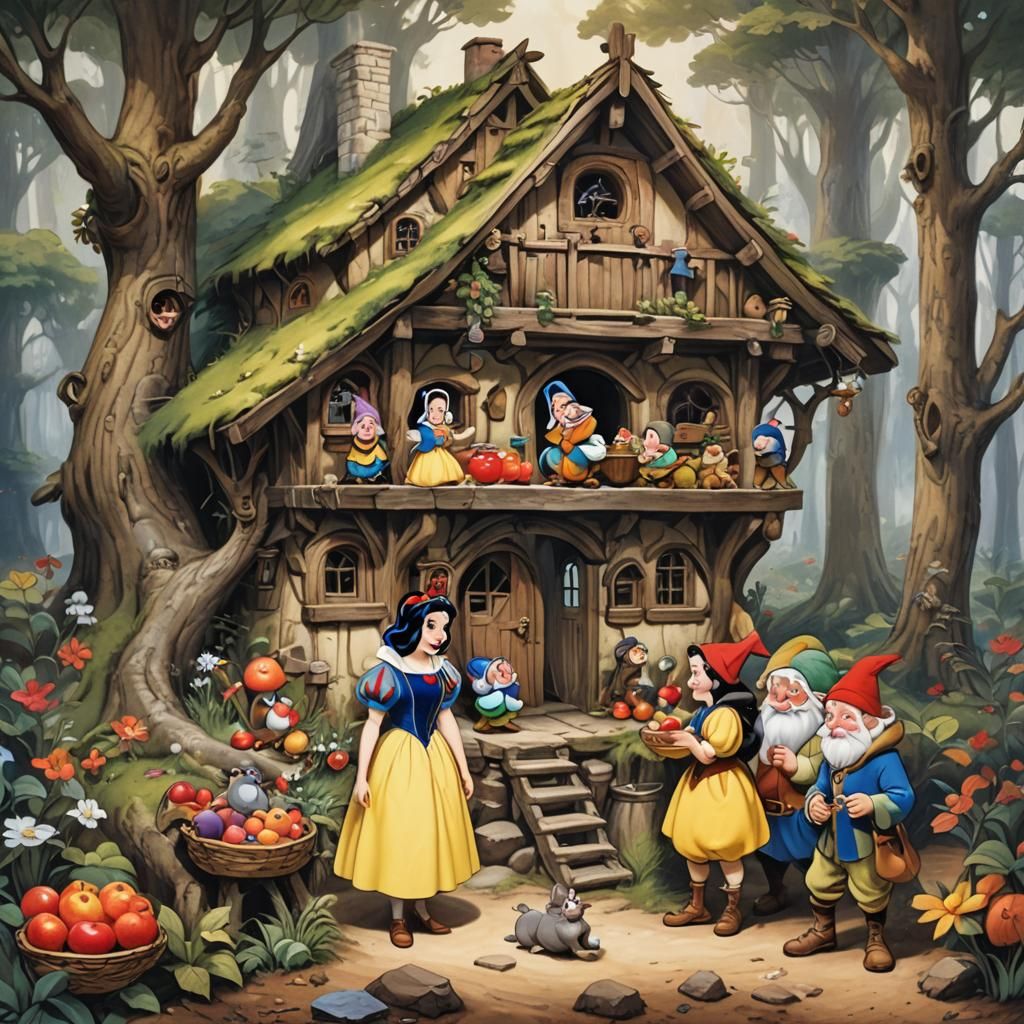 Snow White and the seven dwarves - AI Generated Artwork - NightCafe Creator