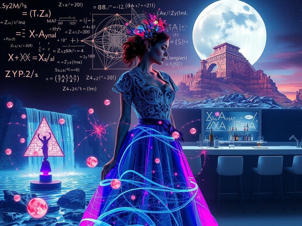 Math Art - Surreal Math Visionary in Vibrant Dreamworld