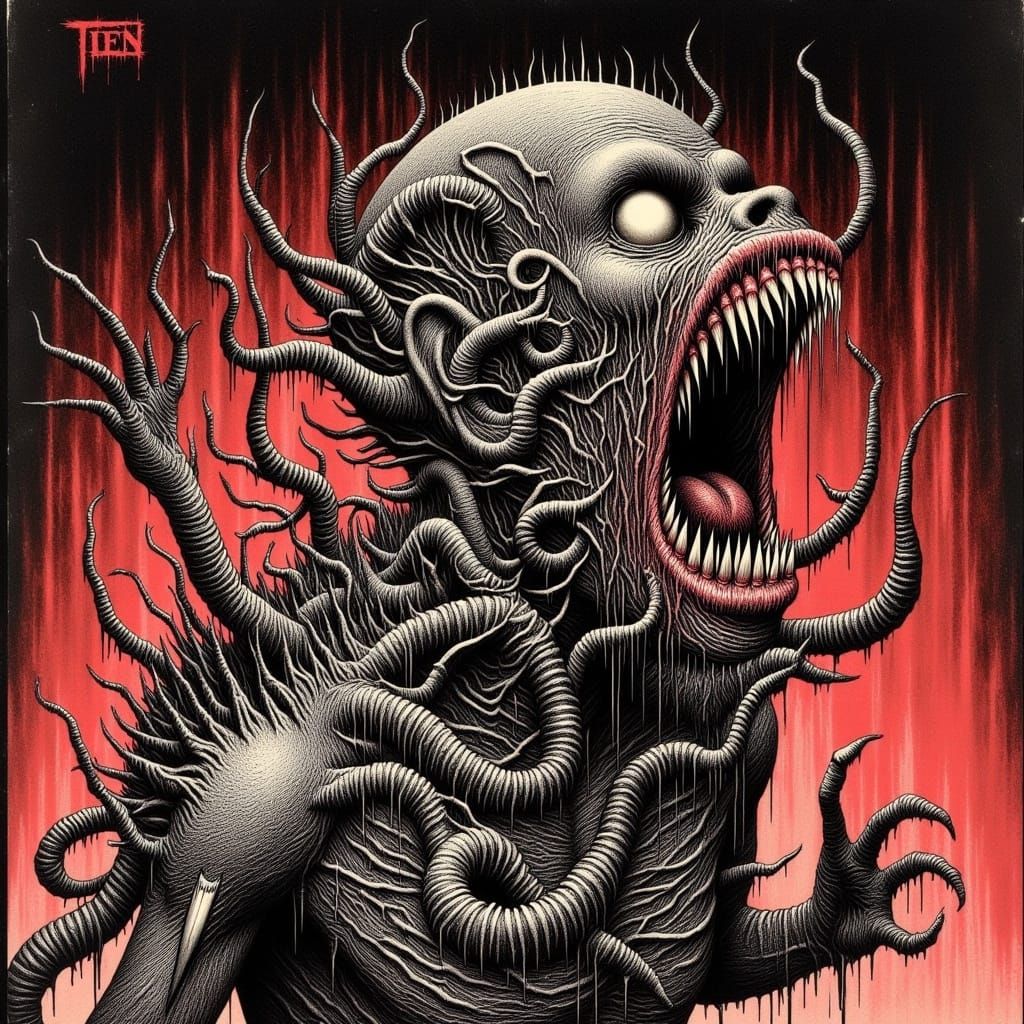 Tien Album - Eerie Creature in a Distorted, Biomechanical Wo...