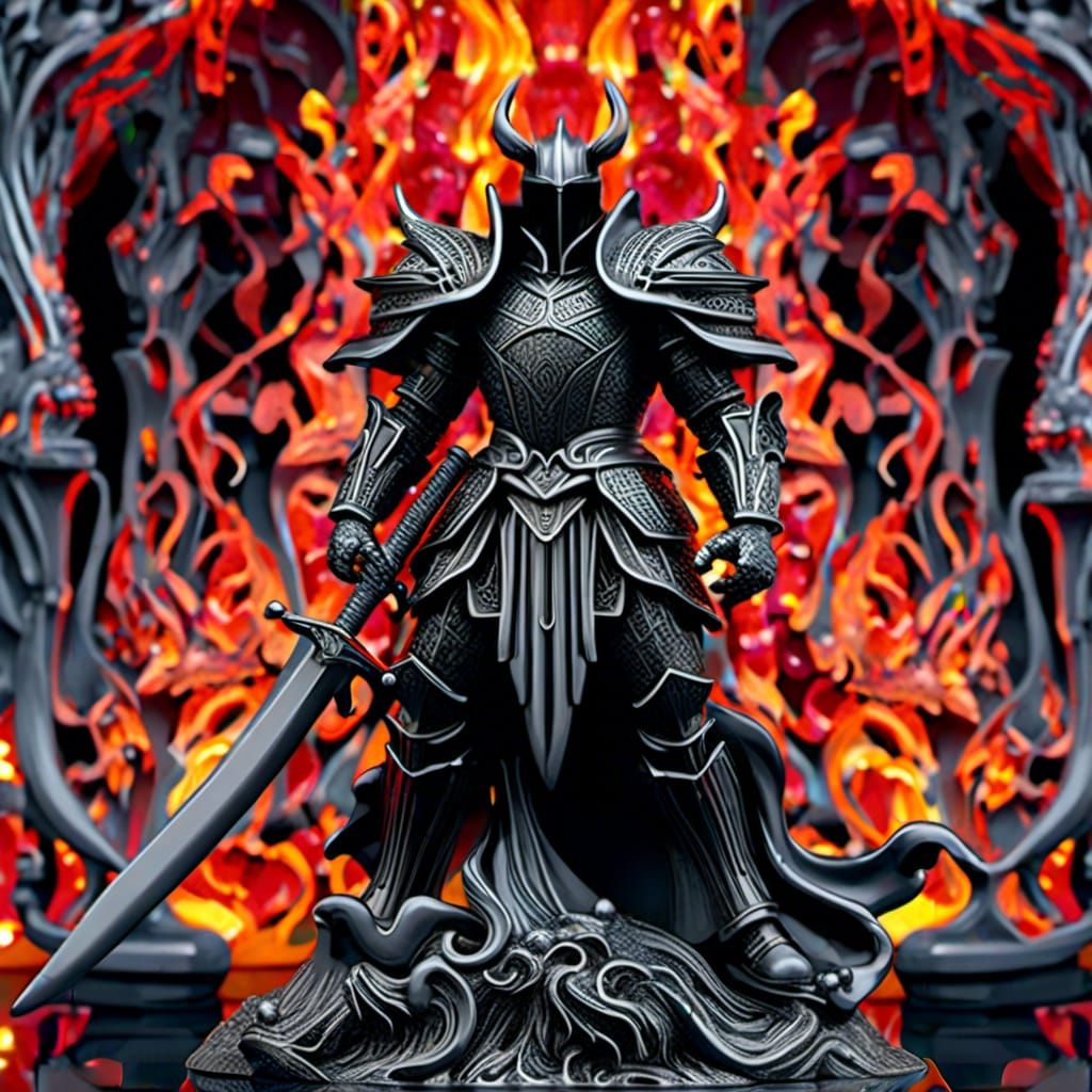 a man with a sword standing in front of a castle, inspired by Dan ...