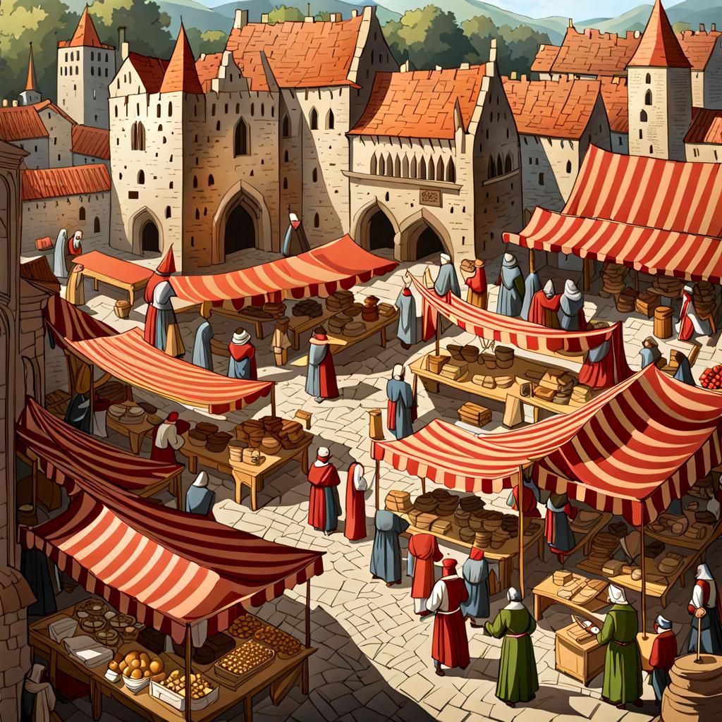 Map of Medieval Market with notations - AI Generated Artwork ...