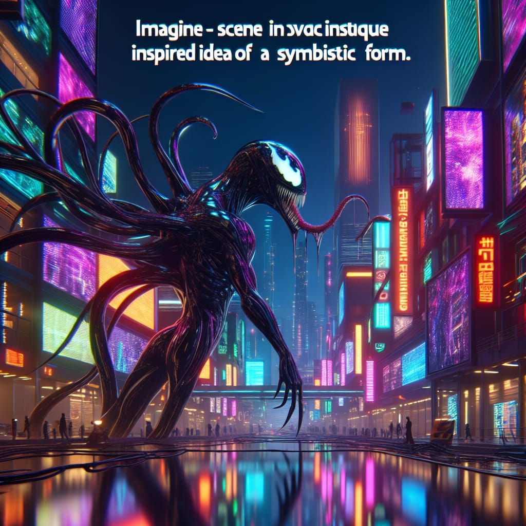 Cyberpunk Venom Symbiote - AI Generated Artwork - NightCafe Creator