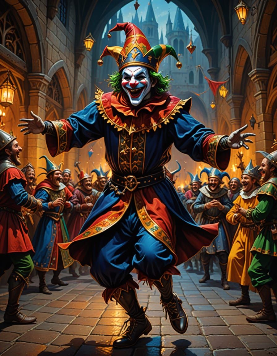 The Dancing Jester - Medieval Jester in Whimsical Fantasy Ar...