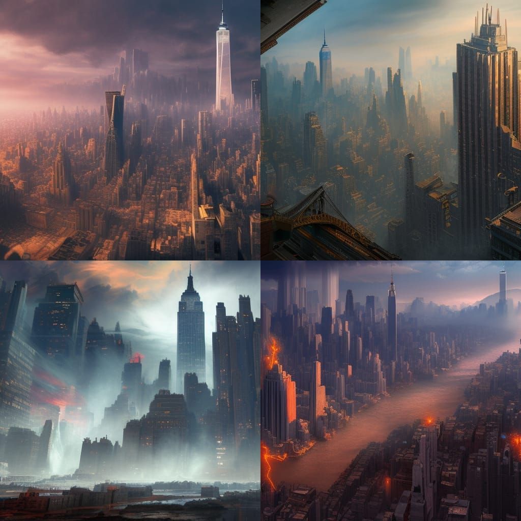 Earthquake in NYC: Detailed Matte Painting - AI Art