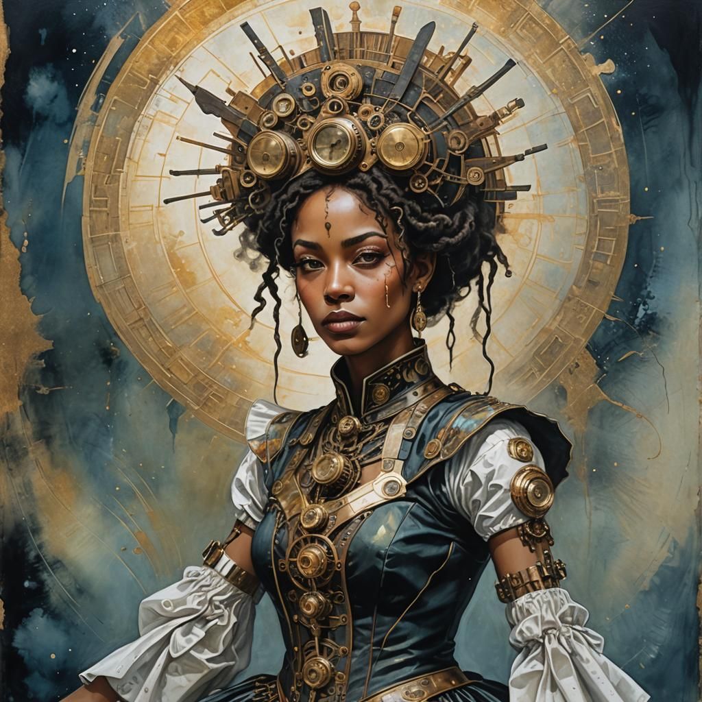 portrait: astral-steampunk SOLARPUNK BIRACIAL DANCER / (drip:3)-Edo art ...