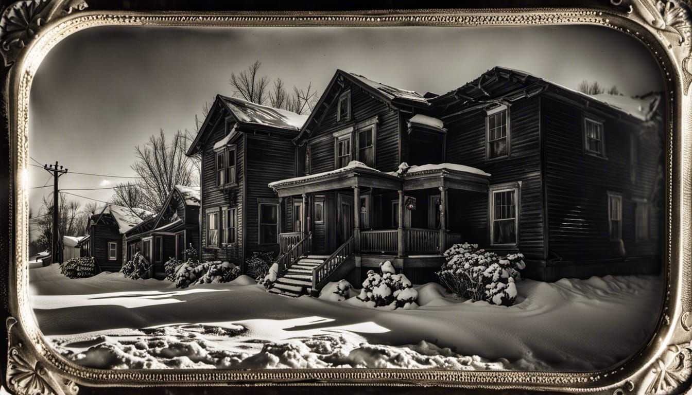 tintype; photo; Nikon D7100 camera; New England; icy landscape, winter ...
