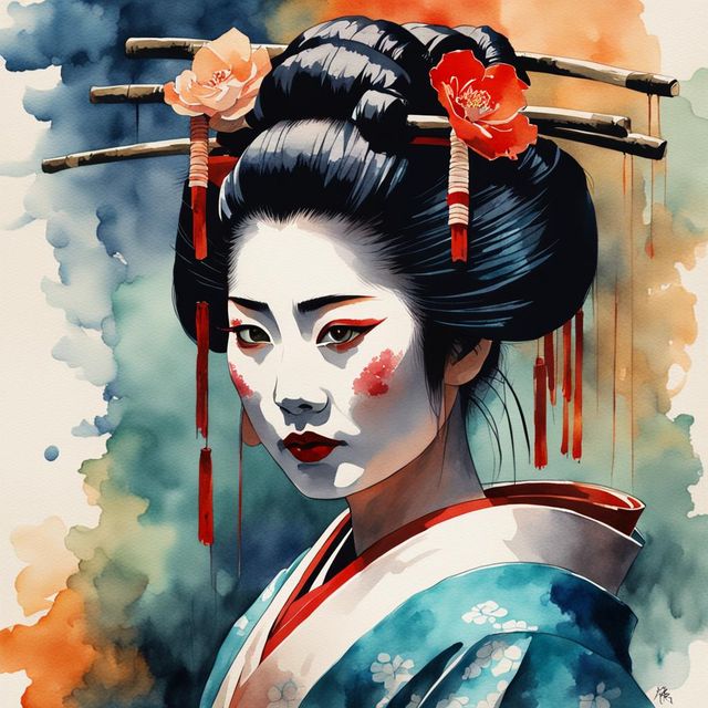 Geisha portrait 8k resolution concept art complementary colors ...