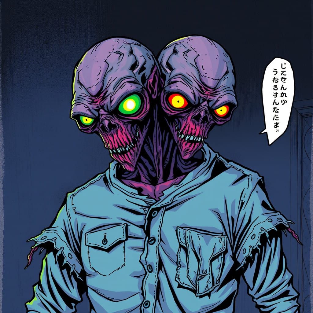 Manga-Inspired Mutant Creature with Uncanny Doppel... - AI Art