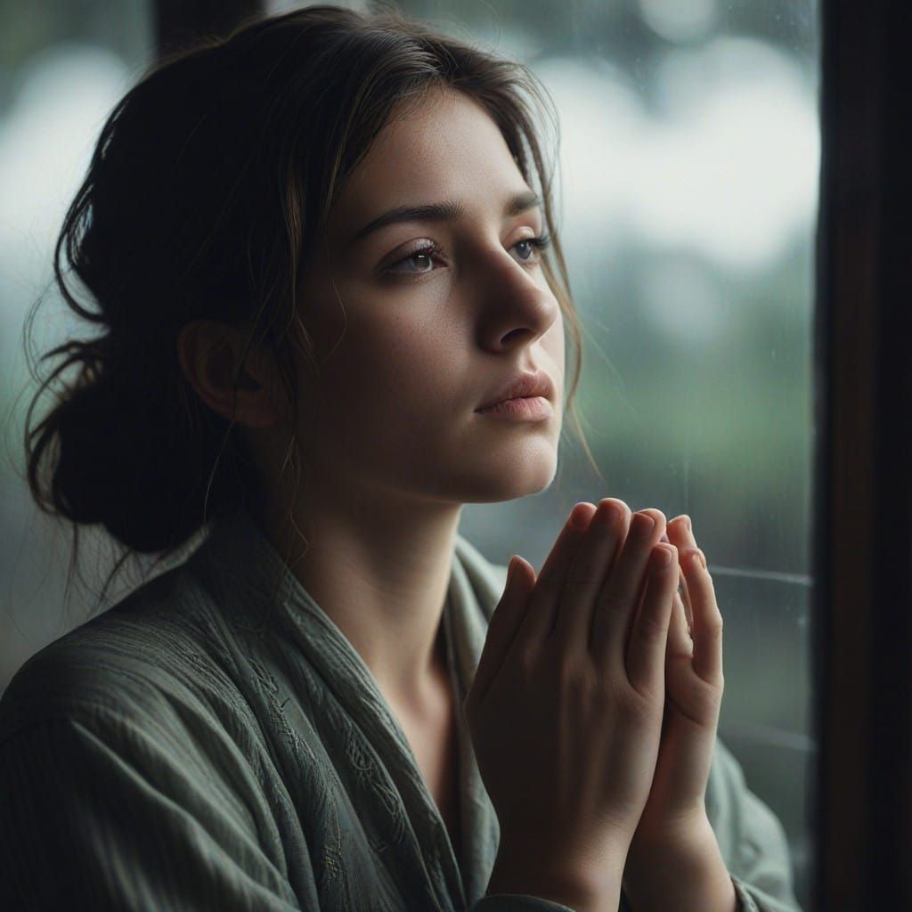 You are not alone. Prayer. - Contemplative Woman in Soft Foc...