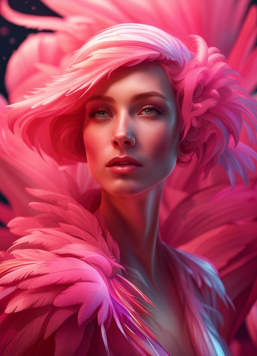 Flamingo woman - AI Generated Artwork - NightCafe Creator
