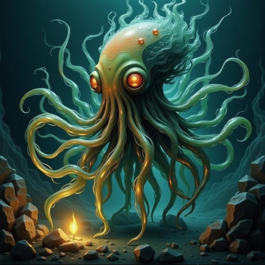 Vibrant Land Squid in Cyberpunk Style - AI Art