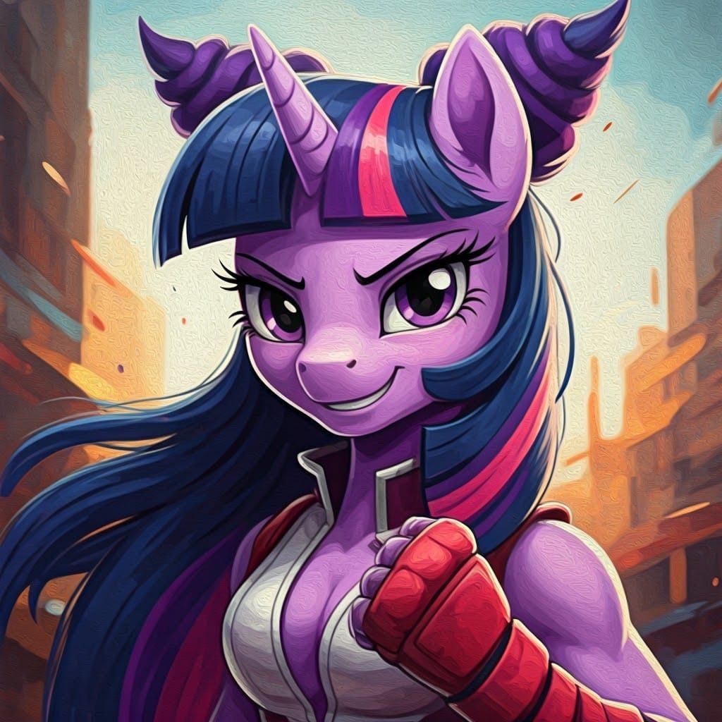 Cyberpunk Pony Fighter Unleashes Fierce Determinat... - AI Art