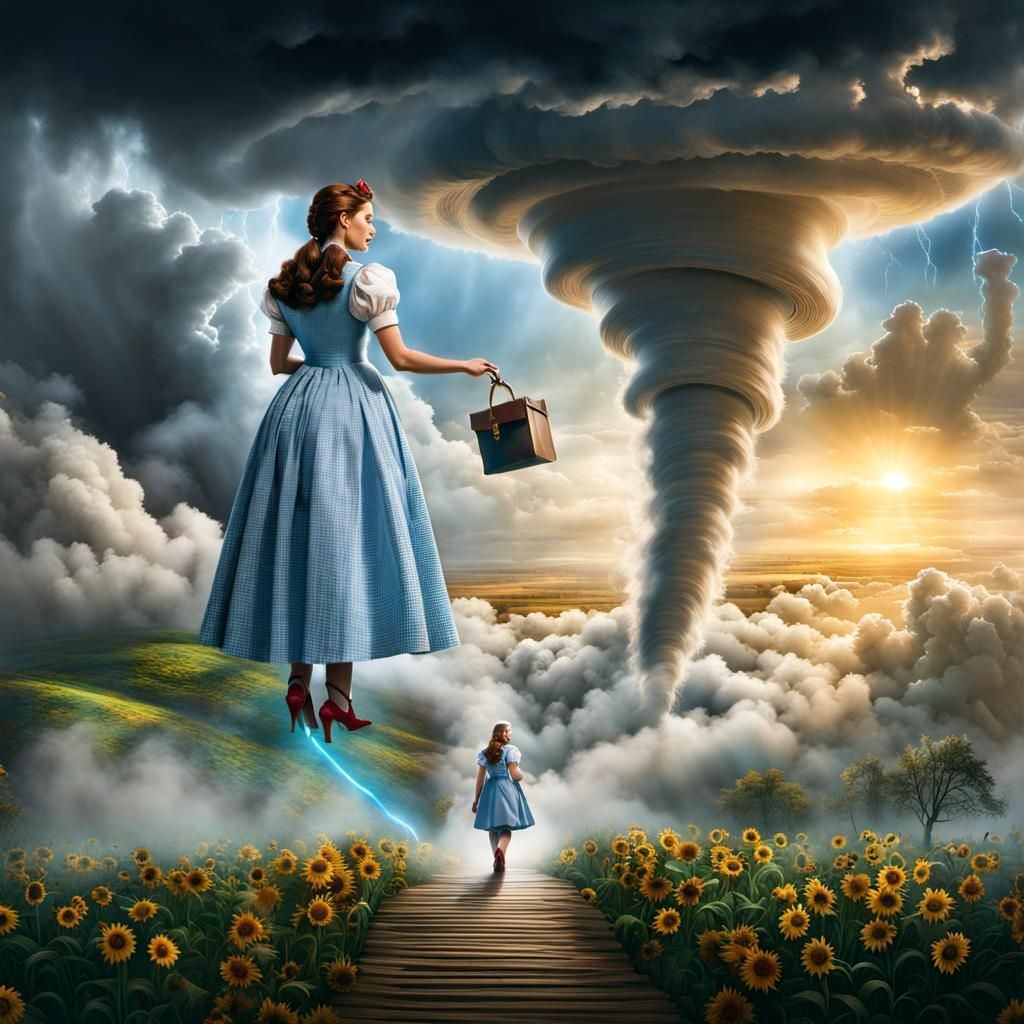 Large life-size Dorothy from Wizard of Oz coming out of an open book ...