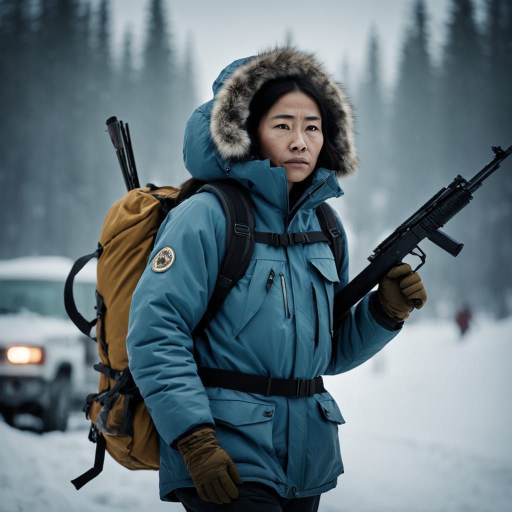 A stunning, hyperrealistic portrait of a beautiful Canadian Inuit woman ...