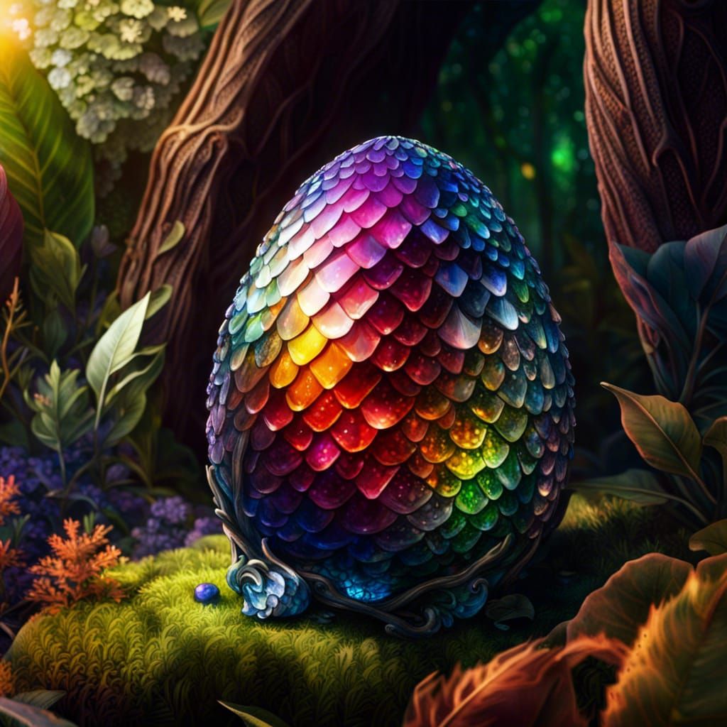 Hidden Garden of the Sacred Rainbow Dragon Egg - AI Generated Artwork ...