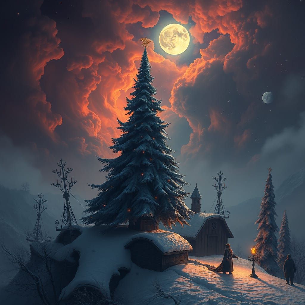 Christmas Eve Fantasy Landscape in Deep Color and ... - AI Art