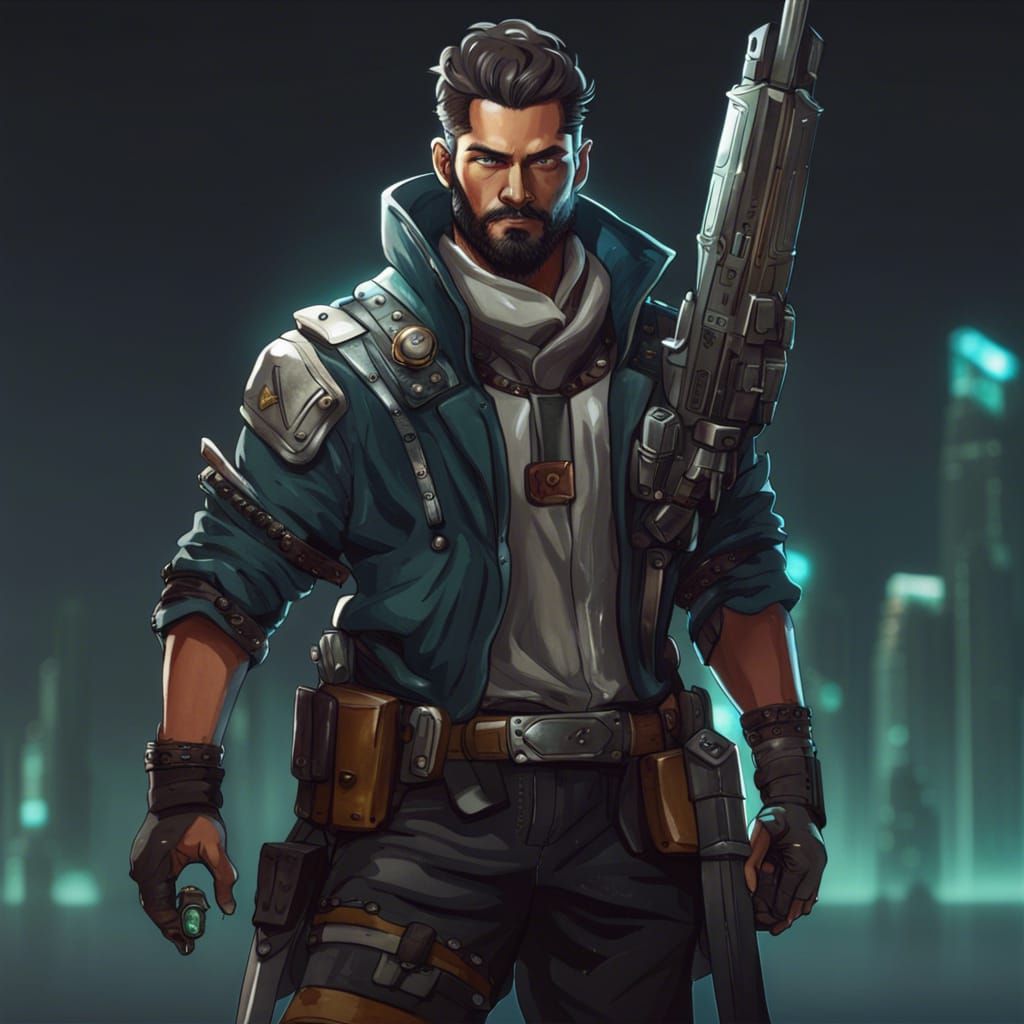 Handsome bounty hunter, 8k resolution concept art, hyperdetailed, anime ...