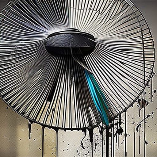 Detailed and balanced pedestal fan with specific three curvature ...
