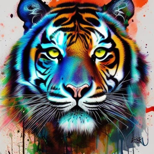 Ink Splash Tiger - AI Generated Artwork - NightCafe Creator