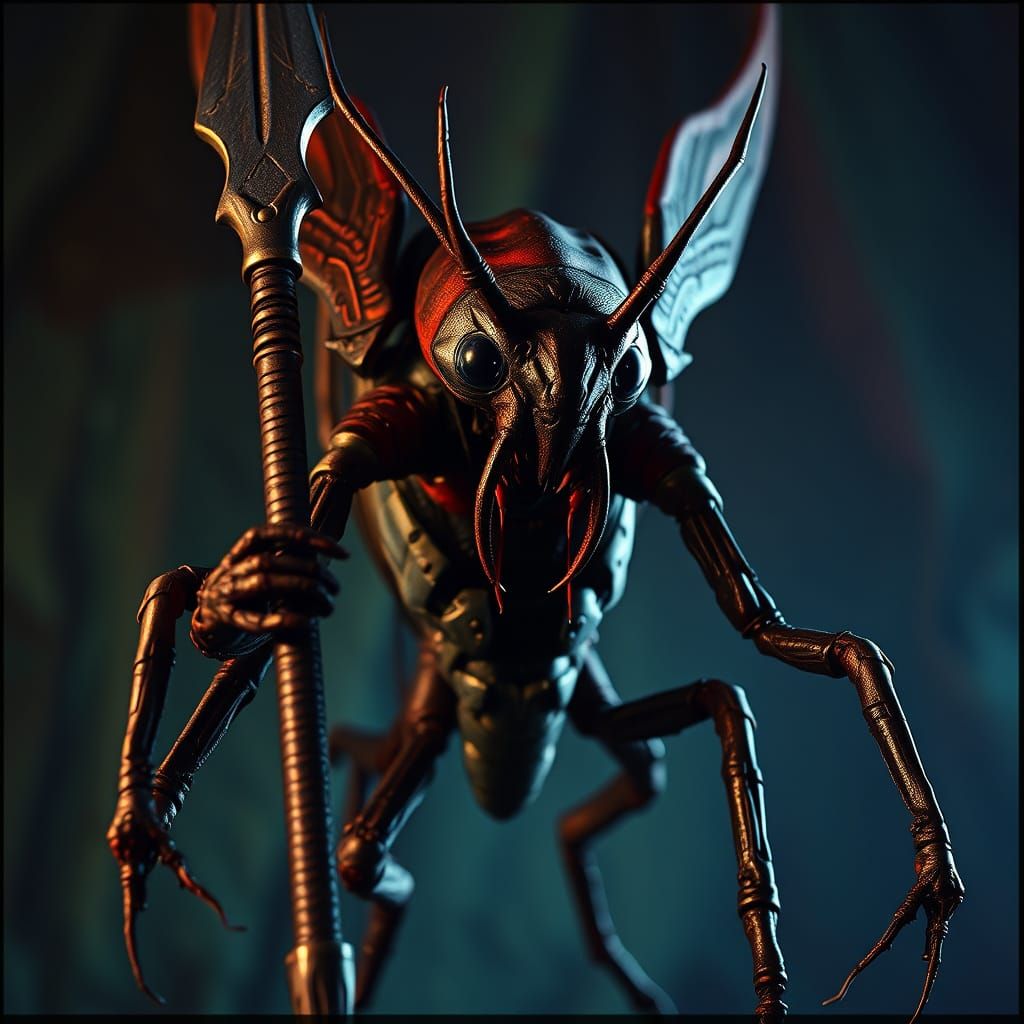 Insectoid Guards - Hyper-Realistic Insectoid Warrior in Dark...