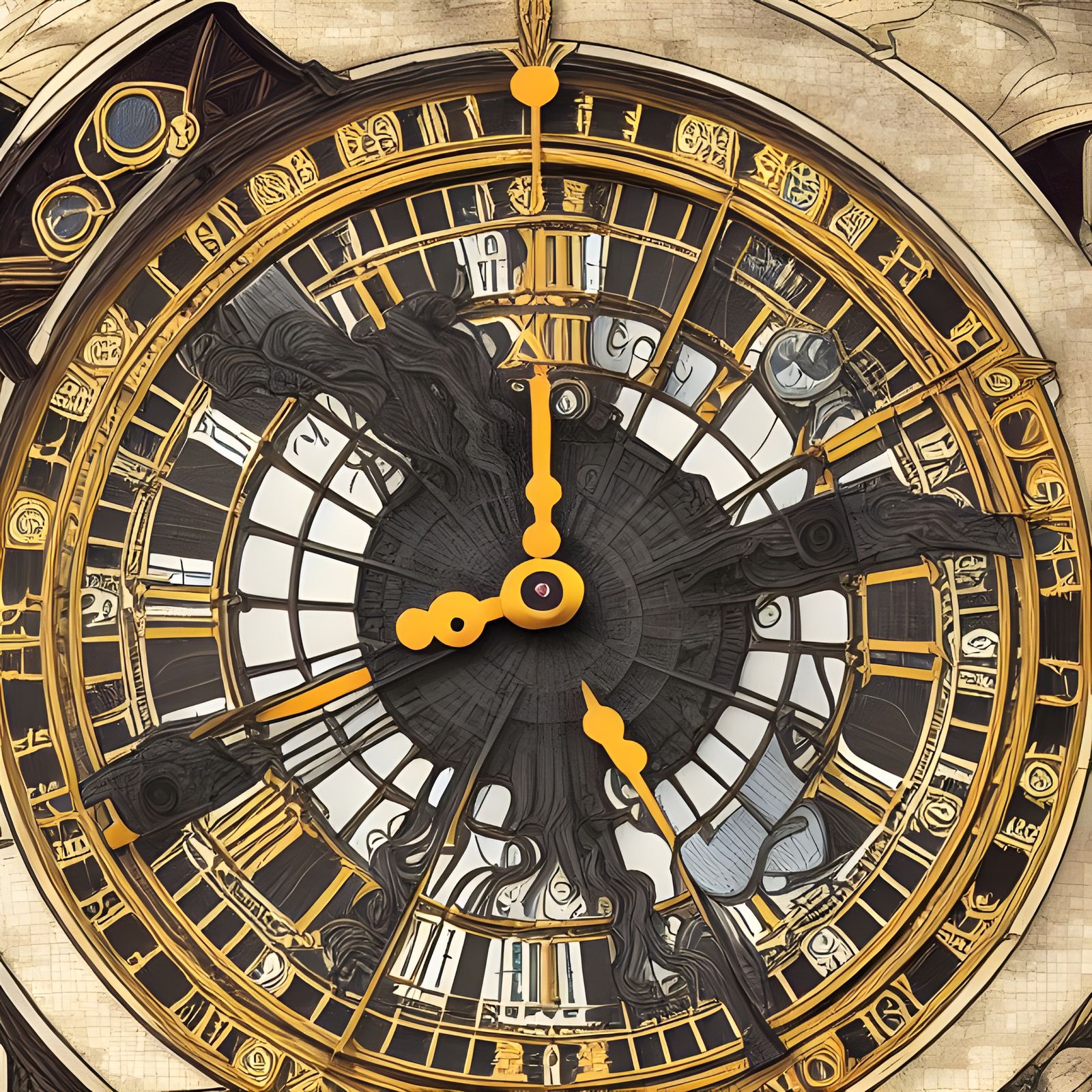 Gold crusted clock face - AI Generated Artwork - NightCafe Creator