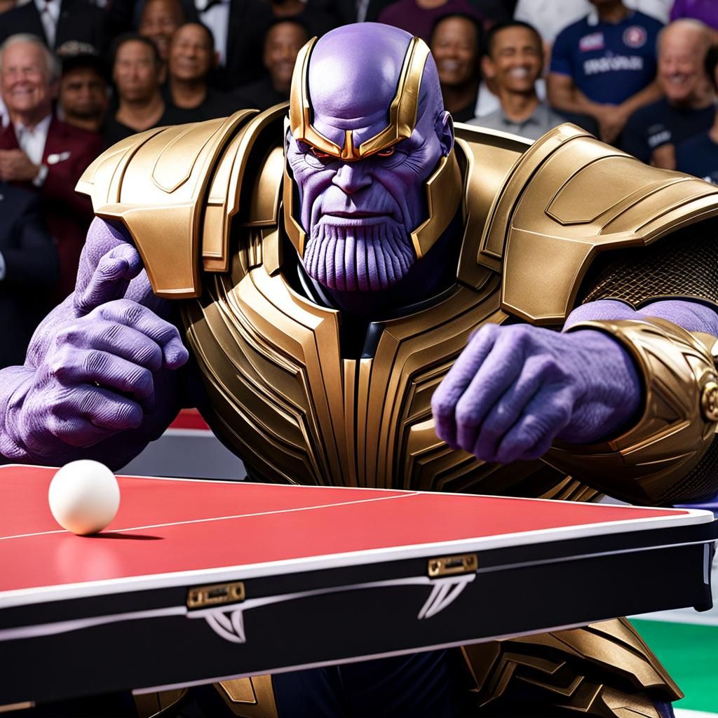 thanos playing ping pong against obama - AI Generated Artwork ...