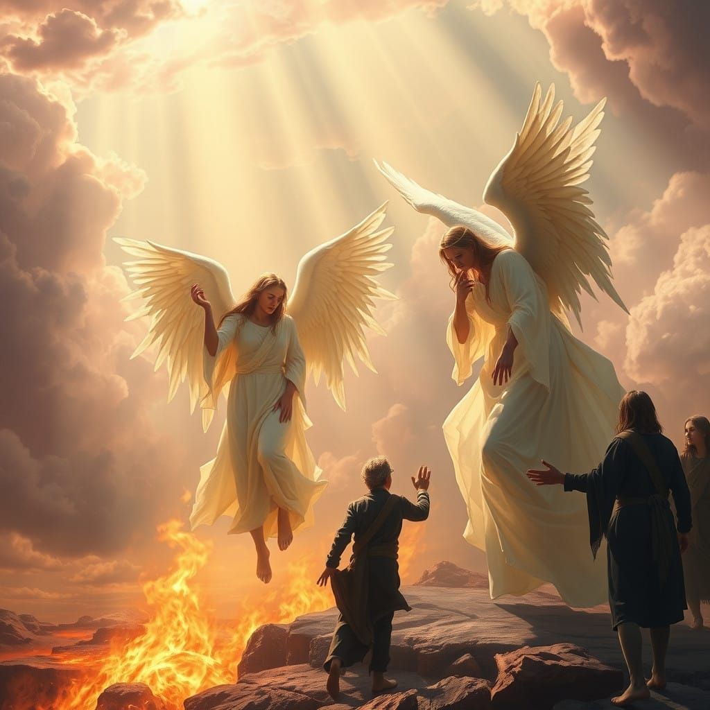 Angels in Divine Dance, Guiding Sinners to Redempt... - AI Art