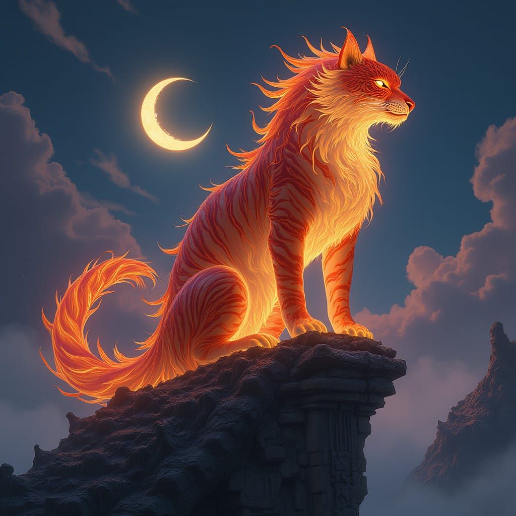 Zouwu..711. - Ethereal Chinese Folk Art Zouwu in Gothic Real...