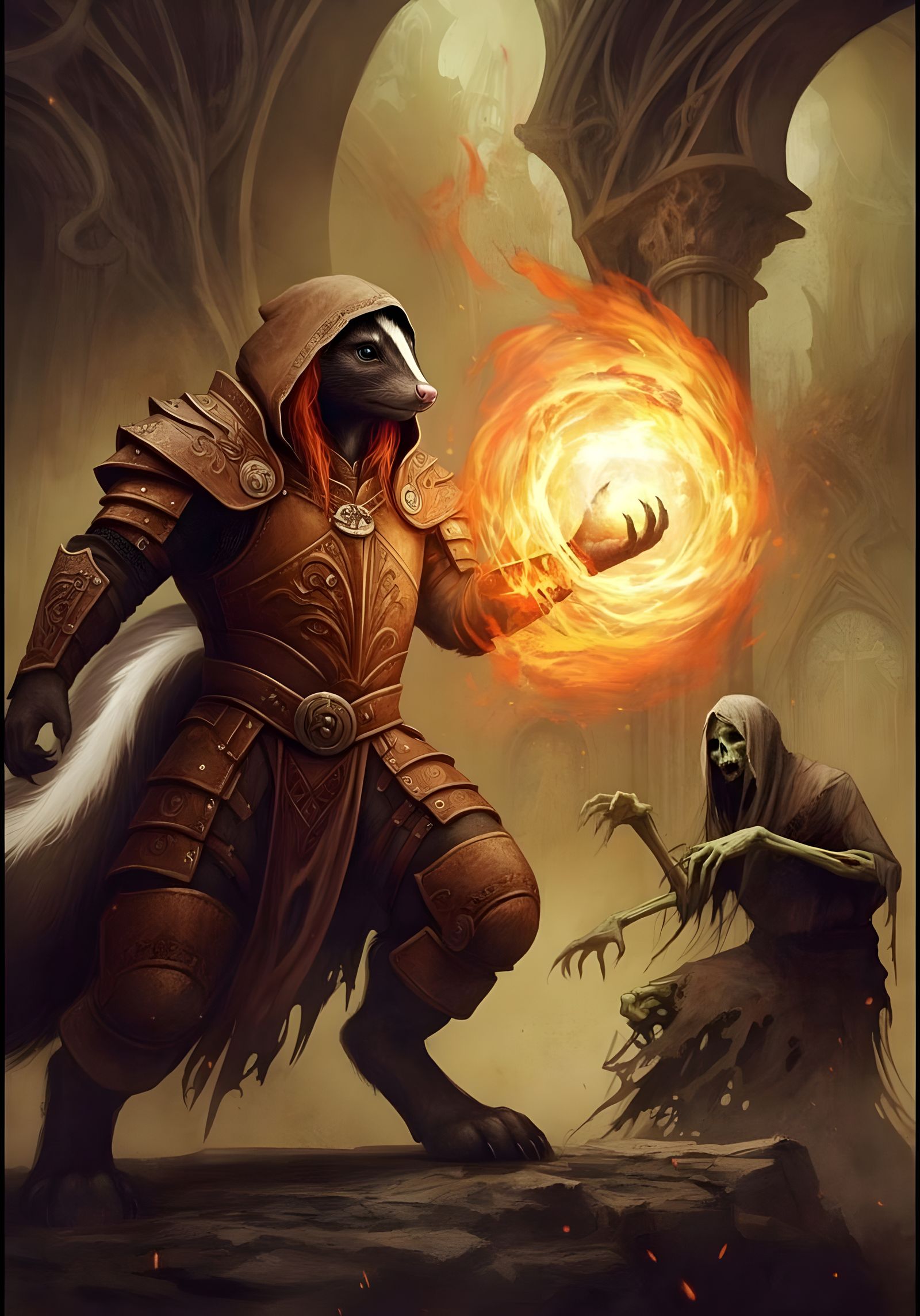 Pyromancer - Fiery Skunk Pyromancer Unleashes Blazing Orb