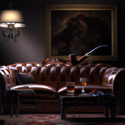chesterfield sofa, cigar, lounge, smoking, malt whisky - AI Generated ...