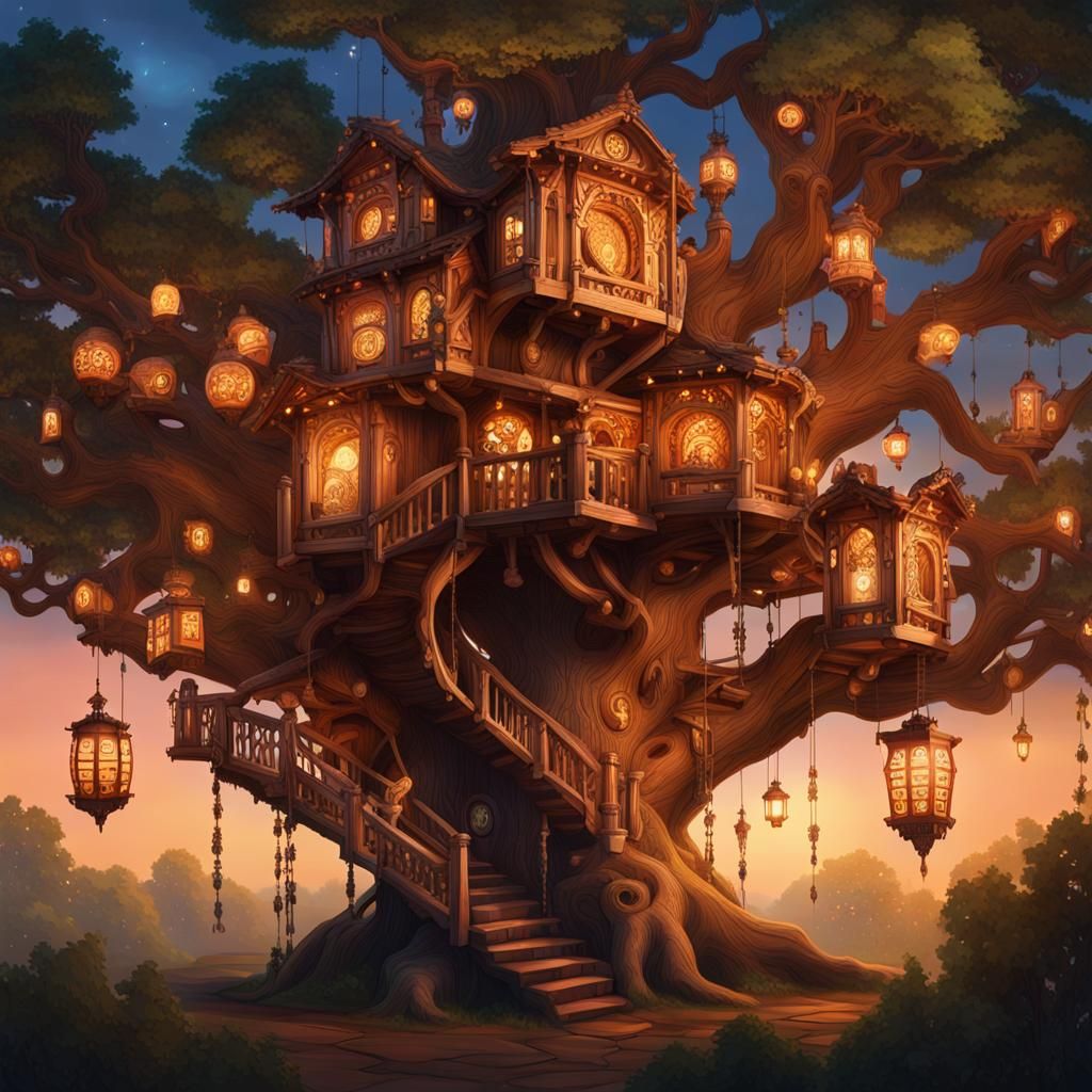 Treehouse of Dreams - AI Generated Artwork - NightCafe Creator