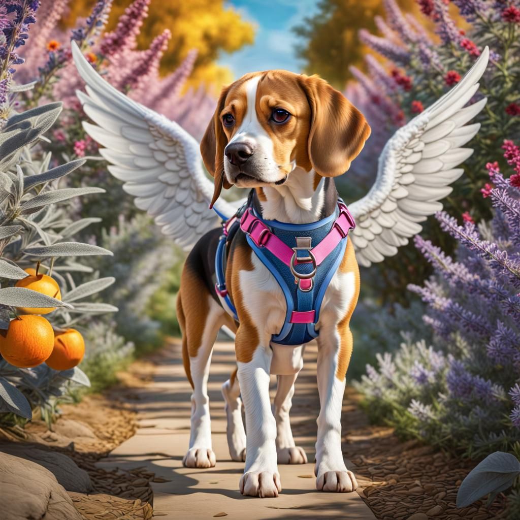 cute tan and white beagle angel - AI Generated Artwork - NightCafe Creator