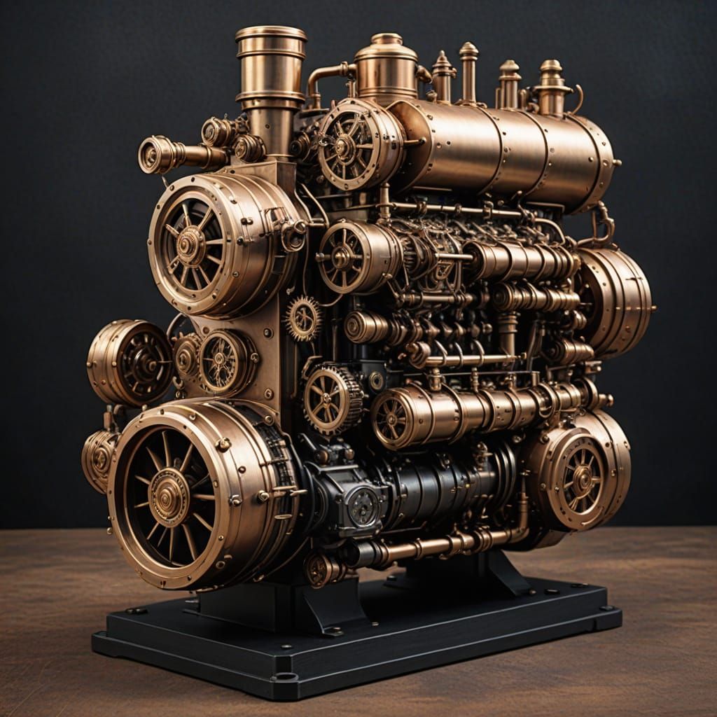 Steampunk motor - Vibrant Steampunk Motor in Brass and Coppe...