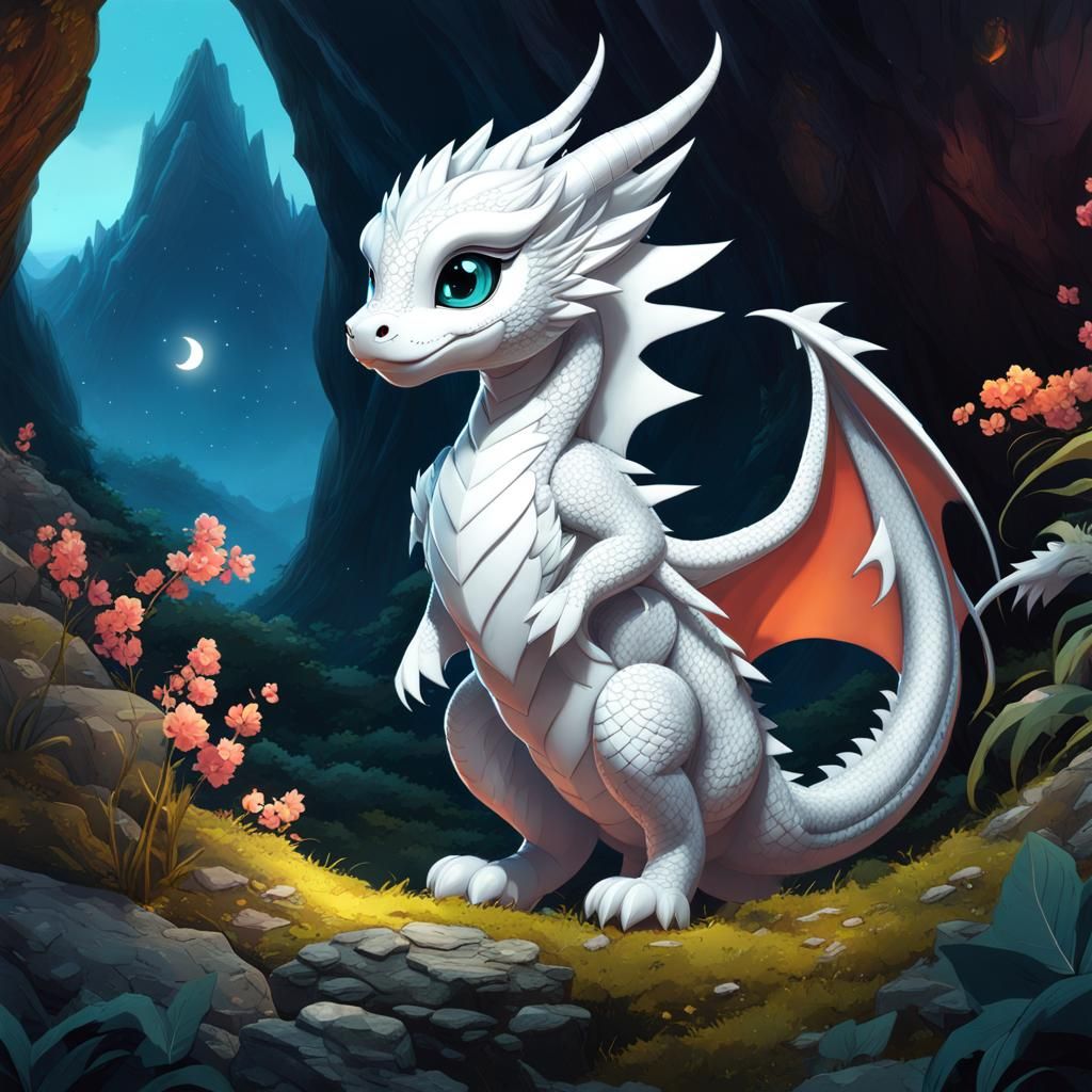 A Chibi Baby Silver Dragon... - AI Generated Artwork - NightCafe Creator