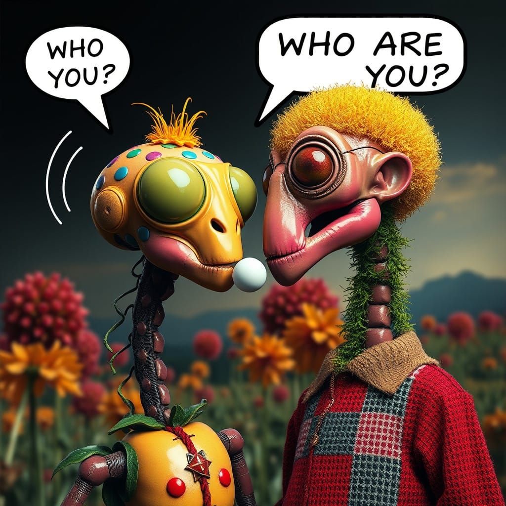 Vibrant, Surreal Humanoid Creature with Exaggerate... - AI Art