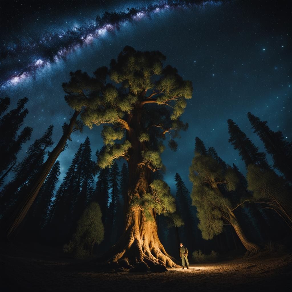 A glow under the stars in an ancient grove. - AI Generated Artwork ...