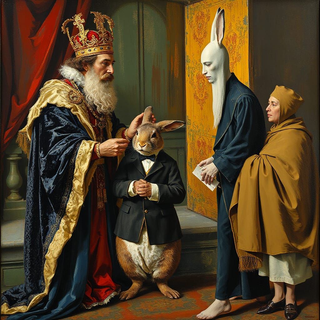 Regal King Receives Blessing in Expressionist Styl... - AI Art