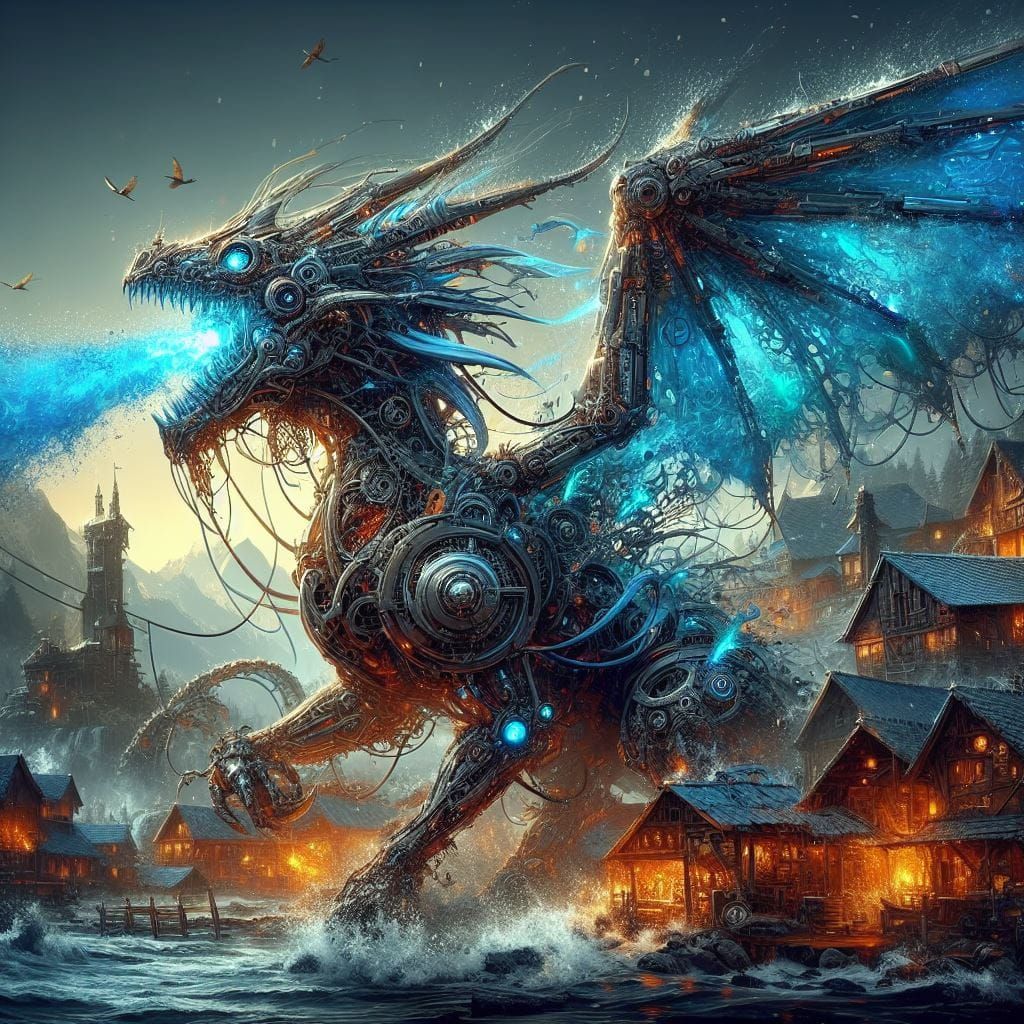 Biomechanical dragon - AI Generated Artwork - NightCafe Creator