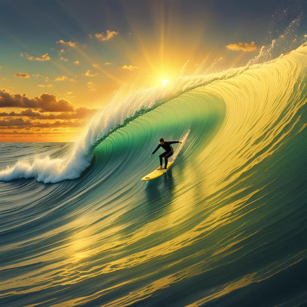 Sunset Surfing Splendor - AI Generated Artwork - NightCafe Creator