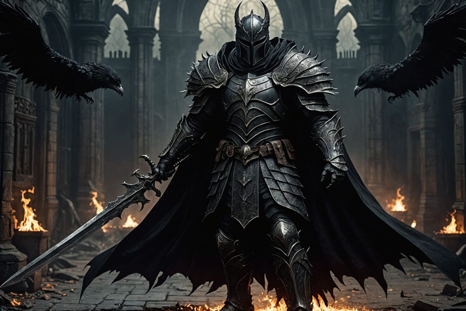 A dark gothic knight in armor of raven steel - AI Generated Artwork ...