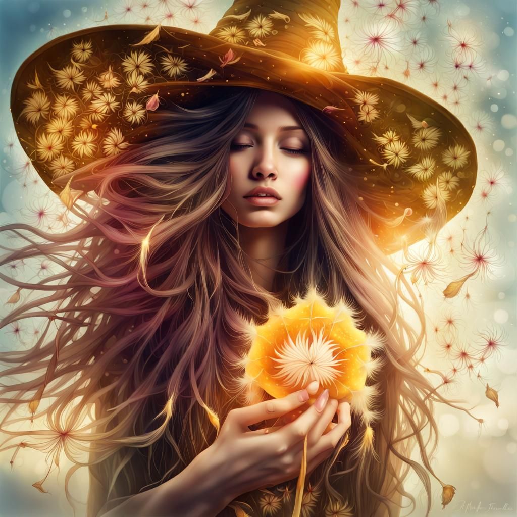 Dandelion Seed Flower Hybrid Witch!!!! - AI Generated Artwork - NightCafe Creator