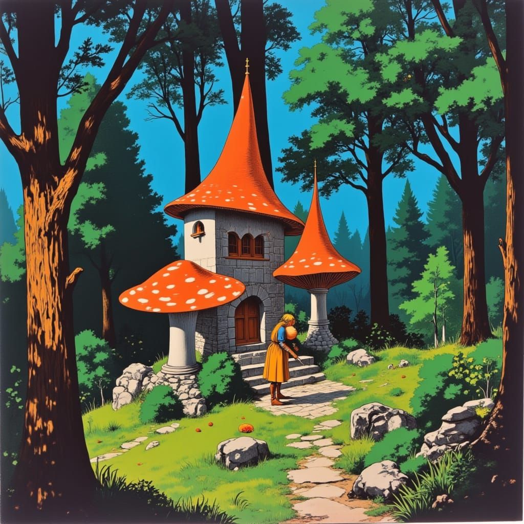 Medieval Pulp Illustration of Enchanted Biolumines... - AI Art