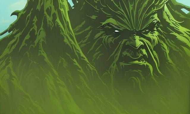 dc swamp thing, frank frazetta art style, portrait, red eye - AI ...